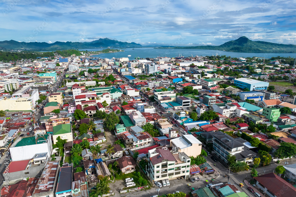 Tacloban City, Leyte, Philippines - Aerial of downtown Tacloban and the ...