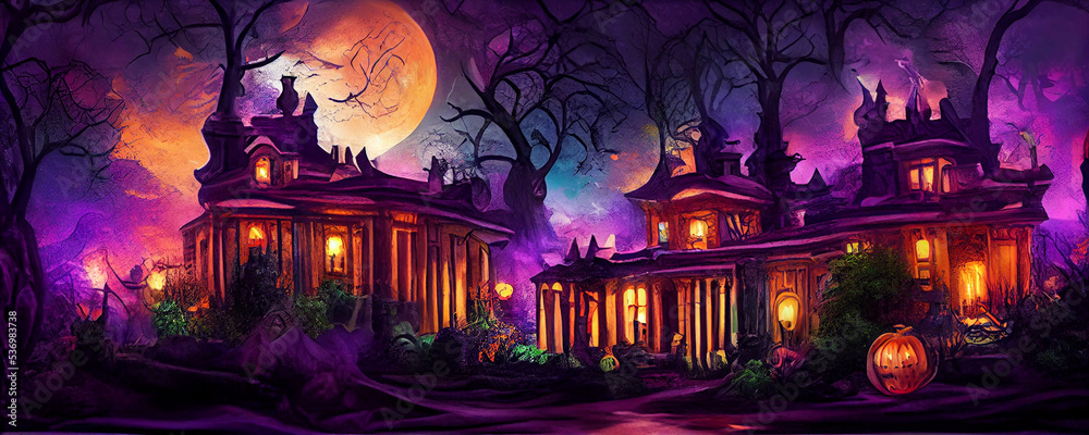 Spooky Halloween Mansion Creepy Night, Haunted Mansion Halloween ...