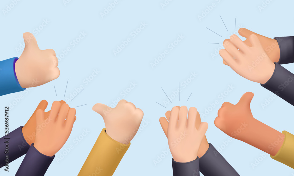 Vecteur Stock 3D Human hands clapping. People crowd applaud to ... Vecteur Stock 3D Human hands clapping. People crowd applaud to ...