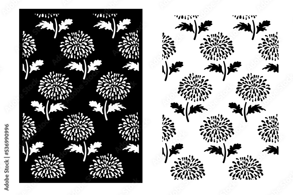 Seamless stencil template with aster silhouette. Floral pattern stencil ...