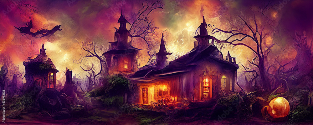 Spooky Halloween Mansion Creepy Night, Haunted Mansion Halloween ...