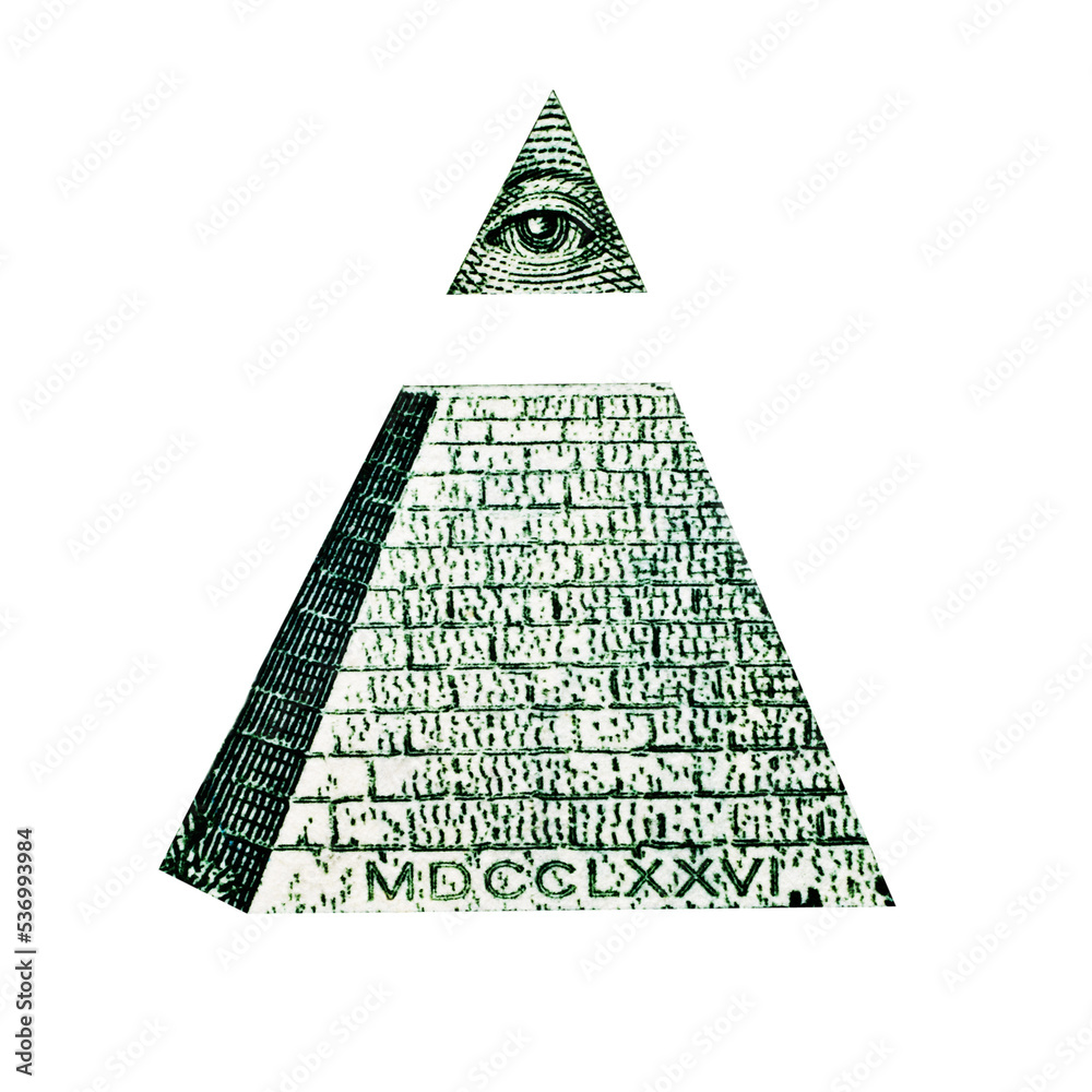 Pyramid, eye of providence on one dollar bill isolated Stock Photo ...