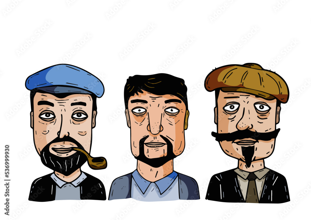 Adult man in hand-drawn style. Outline male character. Sketch and ...