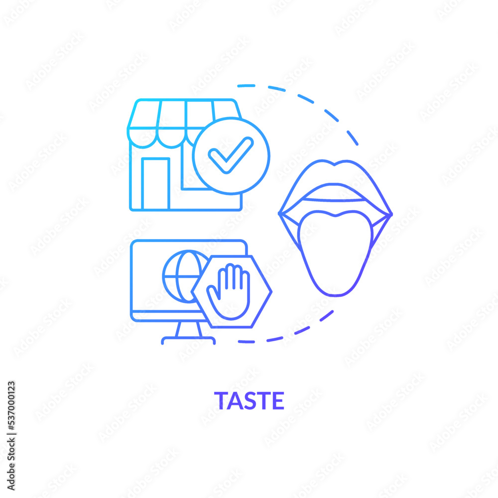Taste blue gradient concept icon. Sensory marketing sense abstract idea ...