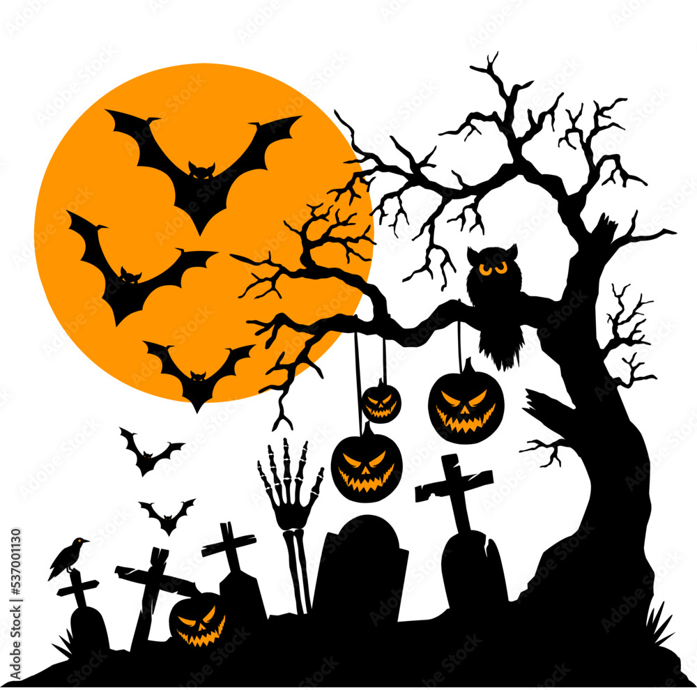 vector image of spooky tomb with hands rising from the grave, there is ...