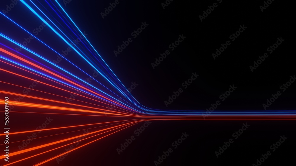 3d render motion line of speed and power or light trails. High-speed ...