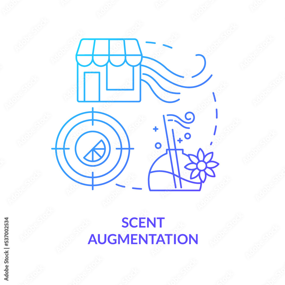 Scent augmentation blue gradient concept icon. Smell sensory marketing ...