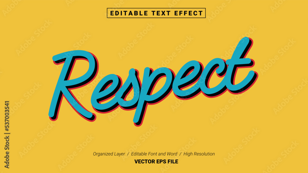Editable Respect Font Design. Alphabet Typography Template Text Effect ...