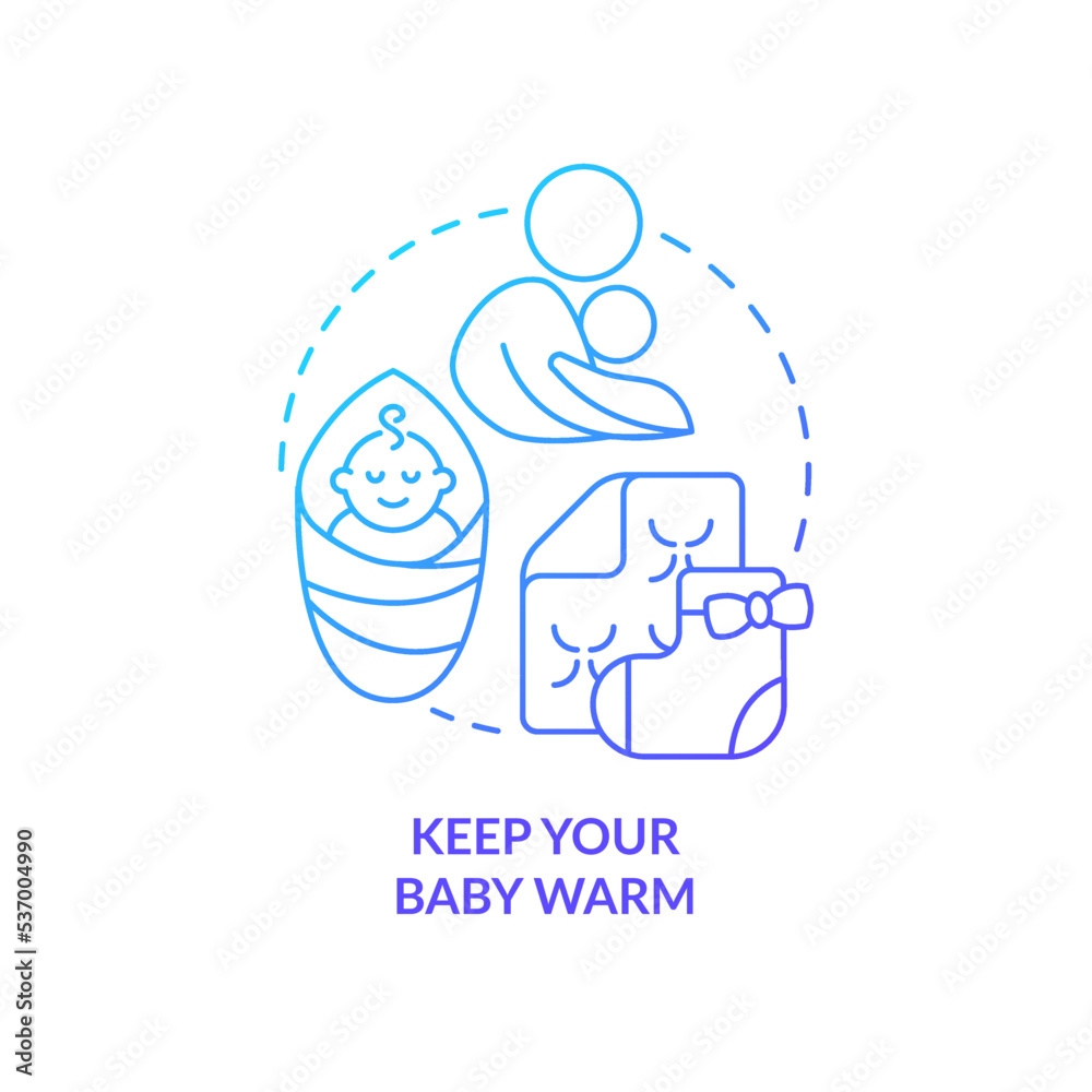 Keep your baby warm blue gradient concept icon. Newborn caring. Use ...