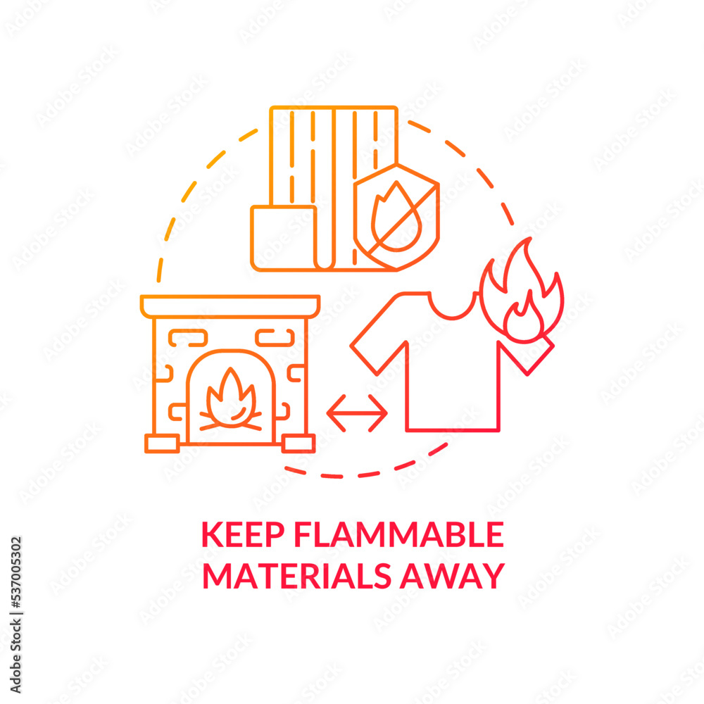 Keep flammable materials away red gradient concept icon. Fire ...
