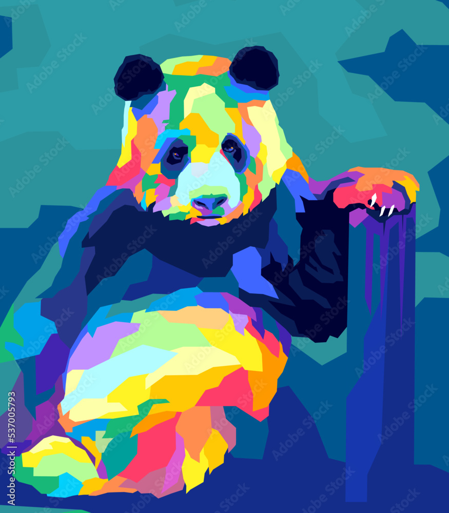 Cute panda pop art style Stock Vector | Adobe Stock