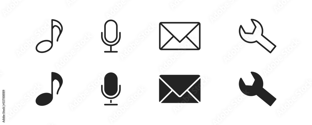 Communication chat icons set. Icons for app ui design. Mail, microphone ...