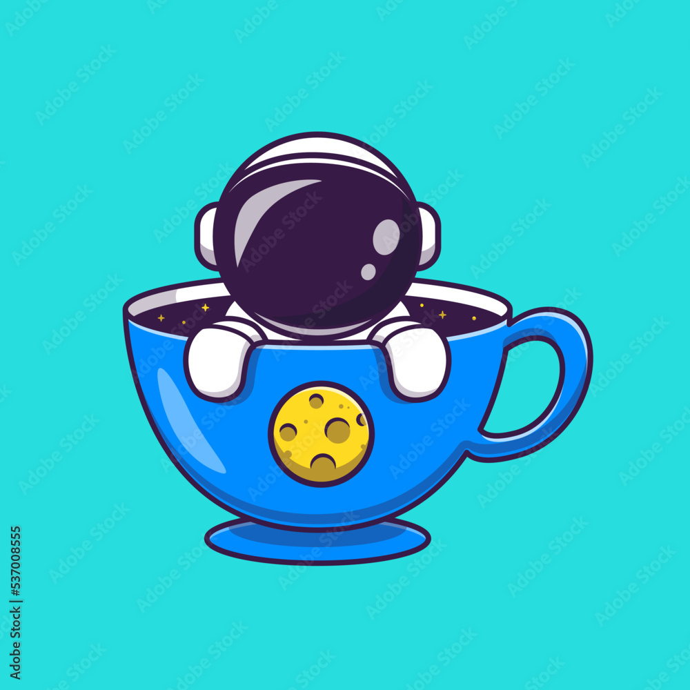 Cute Astronaut In Cup Cartoon Vector Icon Illustration. Science Drink ...