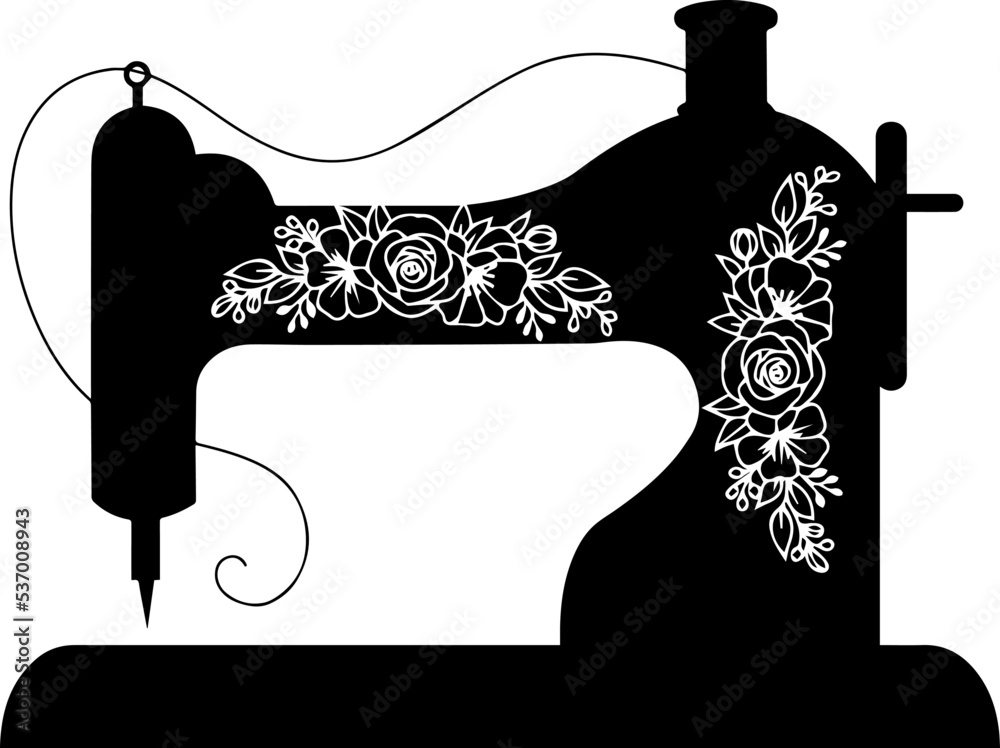 Sewing Floral Flower Machine Svg Stock Vector | Adobe Stock