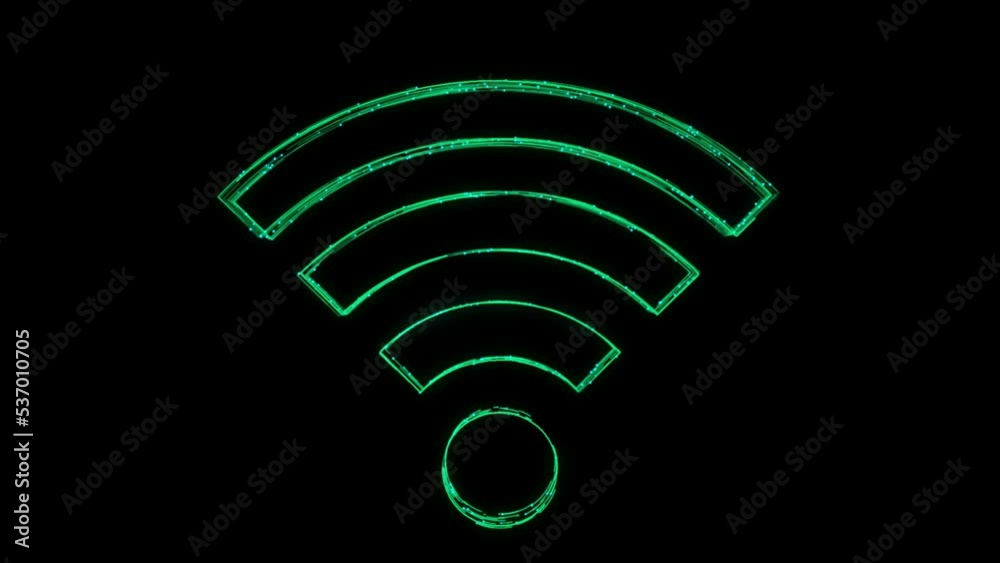 Wireless Network Animated Icon appearing with Lines on black background ...