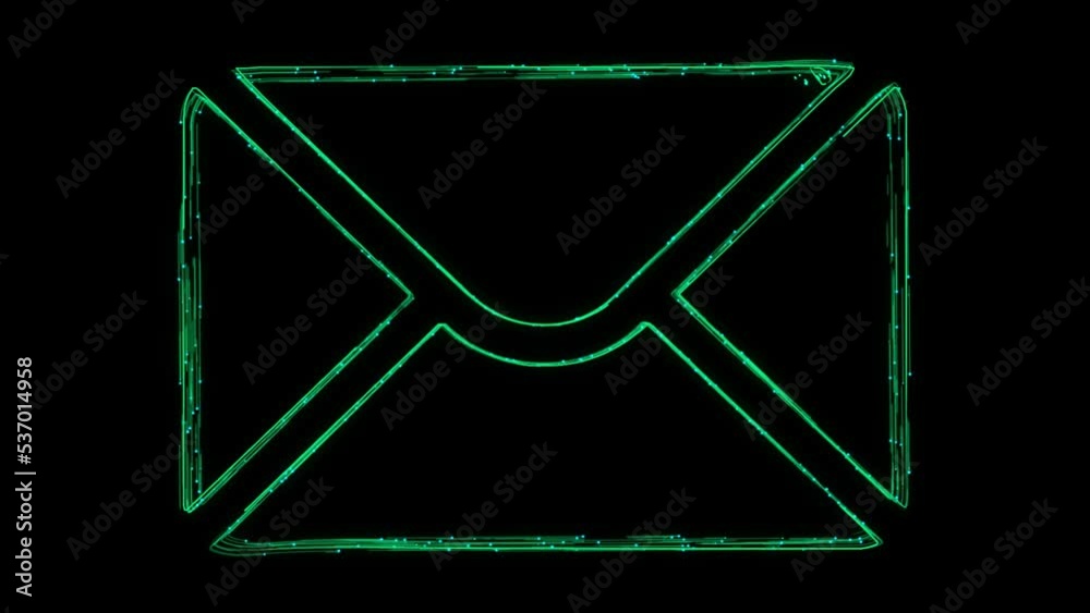 E-mail Animated Icon appearing with Lines on black background. Envelope ...