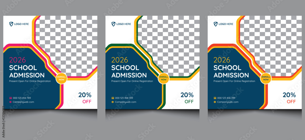 Elegant colorful square creative corporate professional school ...