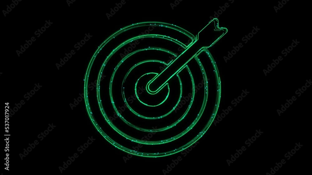 Target Goal Animated Icon appearing with Lines on black background ...