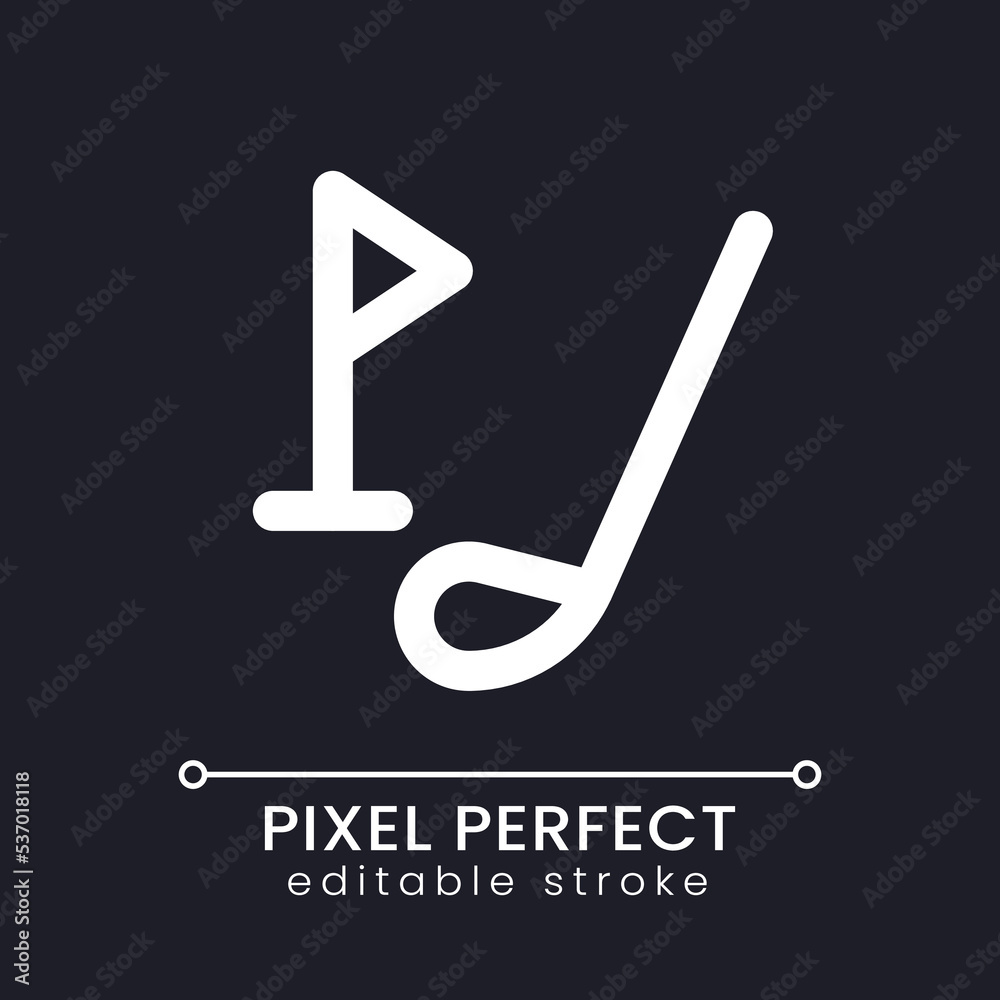 Golf driver and tag pixel perfect white linear ui icon for dark theme ...