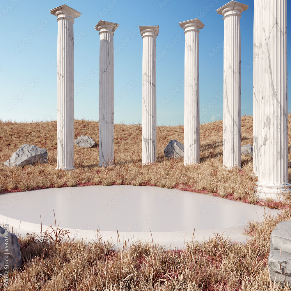 Podium with columns Stock Illustration | Adobe Stock