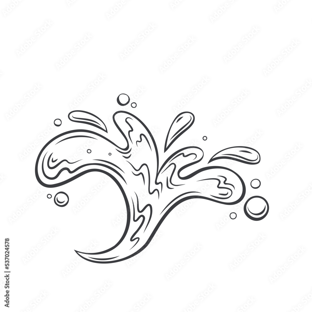 Water splash line icon vector illustration. Silhouette of surf spatters ...