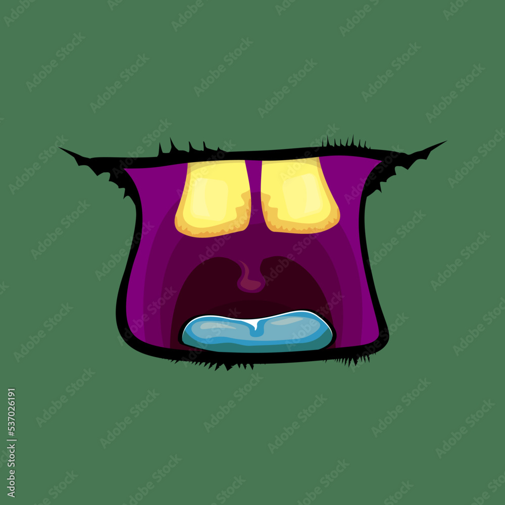 Vector cartoon funny zombie monster open mouth with rotten teeth ...