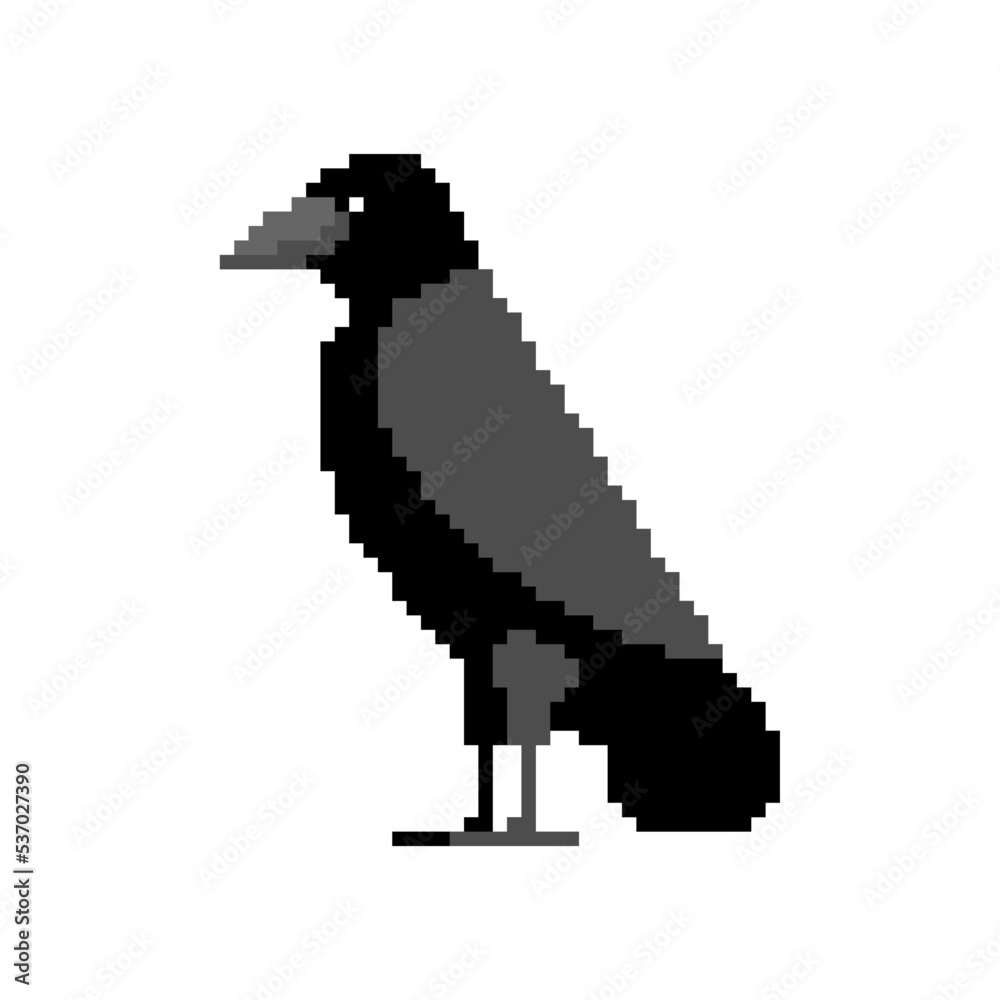 Pixel art Black Raven isolated. pixelated Black crow symbol of death 8 ...