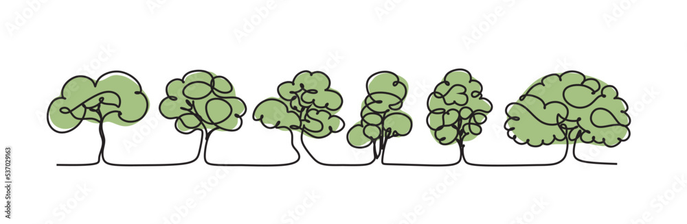 Tree vector line drawing image. Stock Vector | Adobe Stock