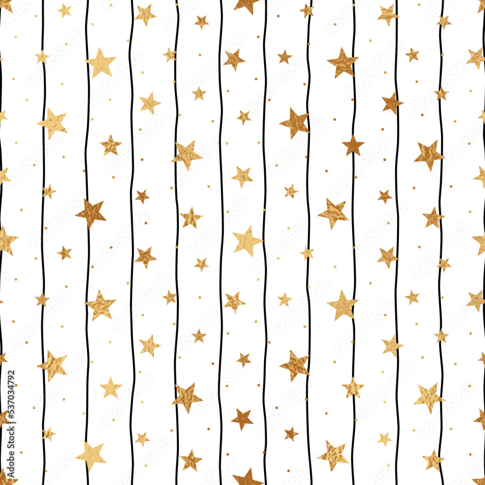Star seamless pattern. Repeated gold stars background. Abstract glitter ...