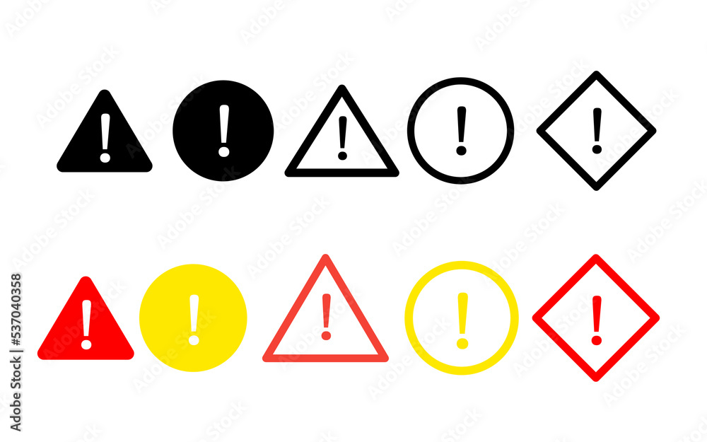 Caution sign board on white background. Warning sign board on road ...