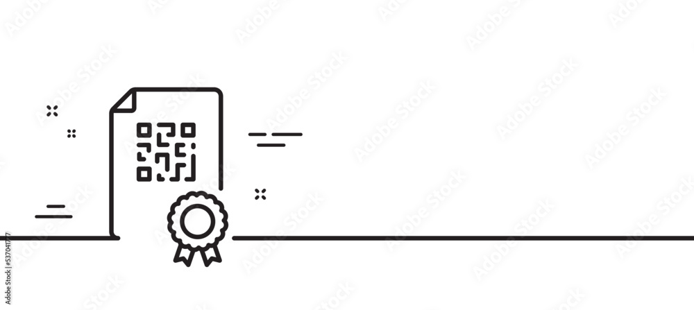 Qr code line icon. Scan barcode sign. Certificate document symbol ...