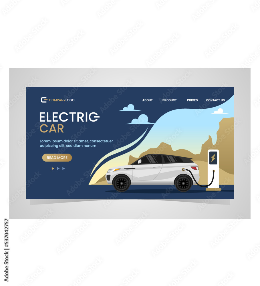 Landing page template for electric cars at EV charger, this design ...