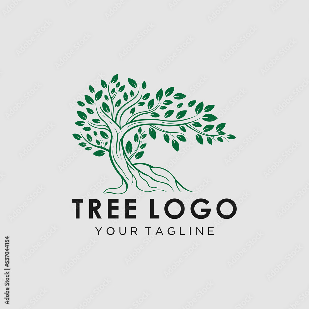 Akar Dari Pohon logo ilustrasi. Siluet vektor pohon. Stock Vector ...