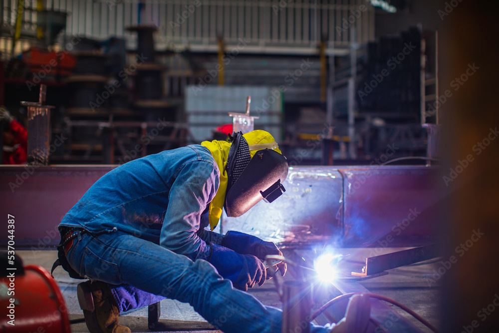 Welding male worker metal steel is part of beam structure Stock Photo ...