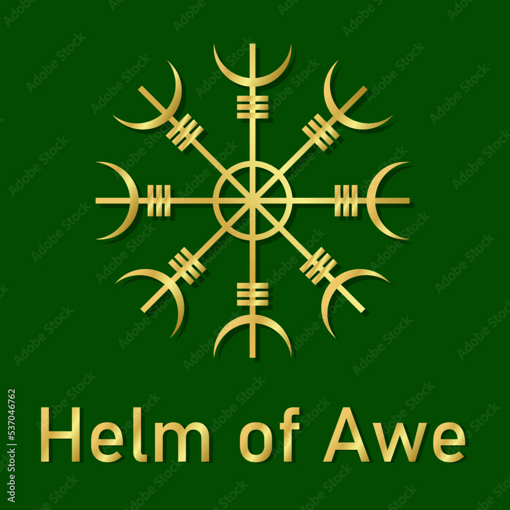 Helm Of Awe Icon Helm Of Terror Sign Isolated On Green Background