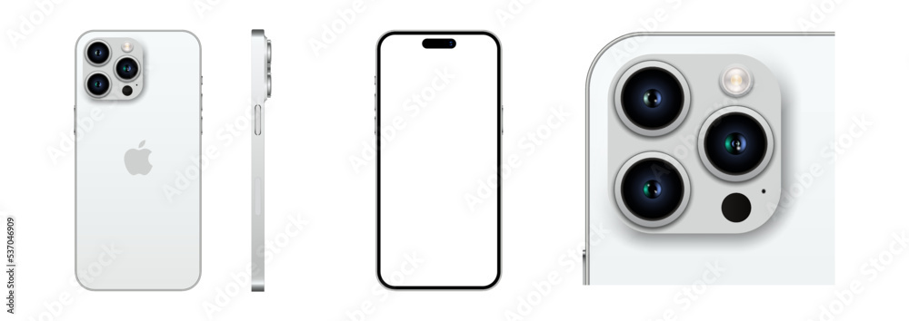 Rivne - October 10, 2022. Iphone 14 pro max model. Silver color. Front ...