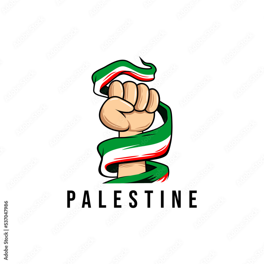 hand holding Palestine flag vector template.. free Palestine ribbon ...