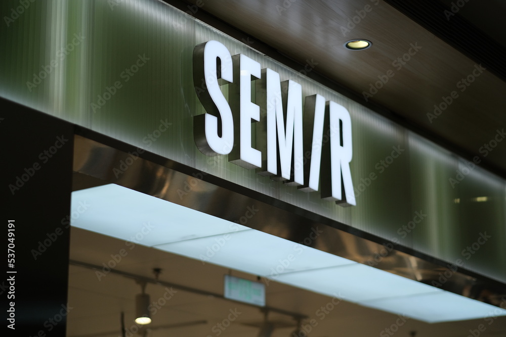 Shanghai,China-August 13th 2022: close up Semir store sign. Chinese ...
