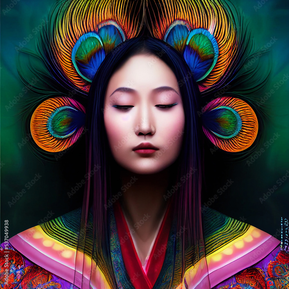 Portrait of a Himalayan Princess, in the style of a Tibetan Thangka for ...