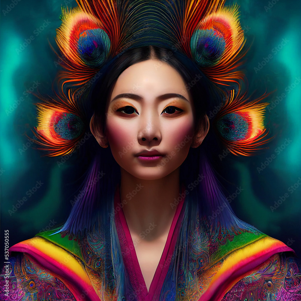 Portrait of a Himalayan Princess, in the style of a Tibetan Thangka for ...