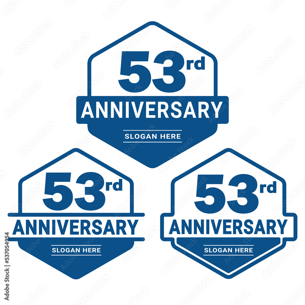 Set of 53 years Anniversary logotype design. 53rd birthday celebration ...