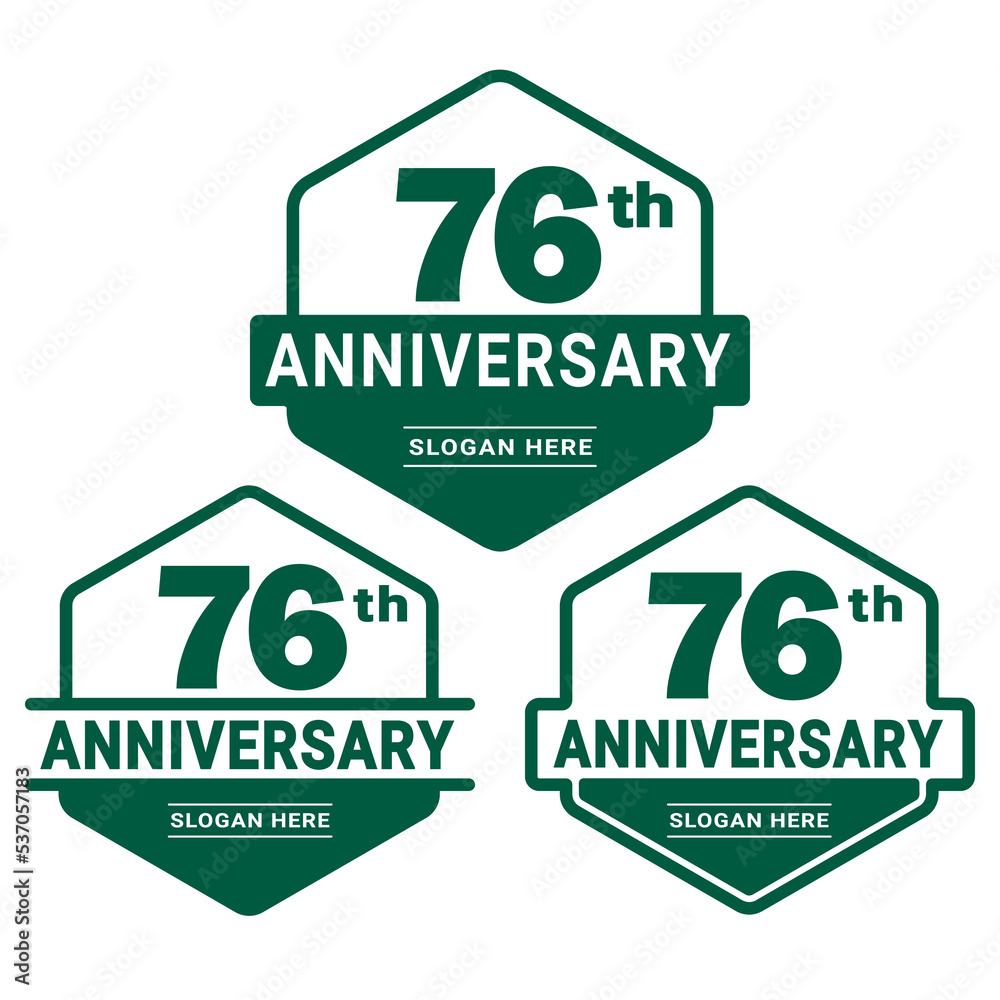Set of 76 years Anniversary logotype design. 76th birthday celebration ...