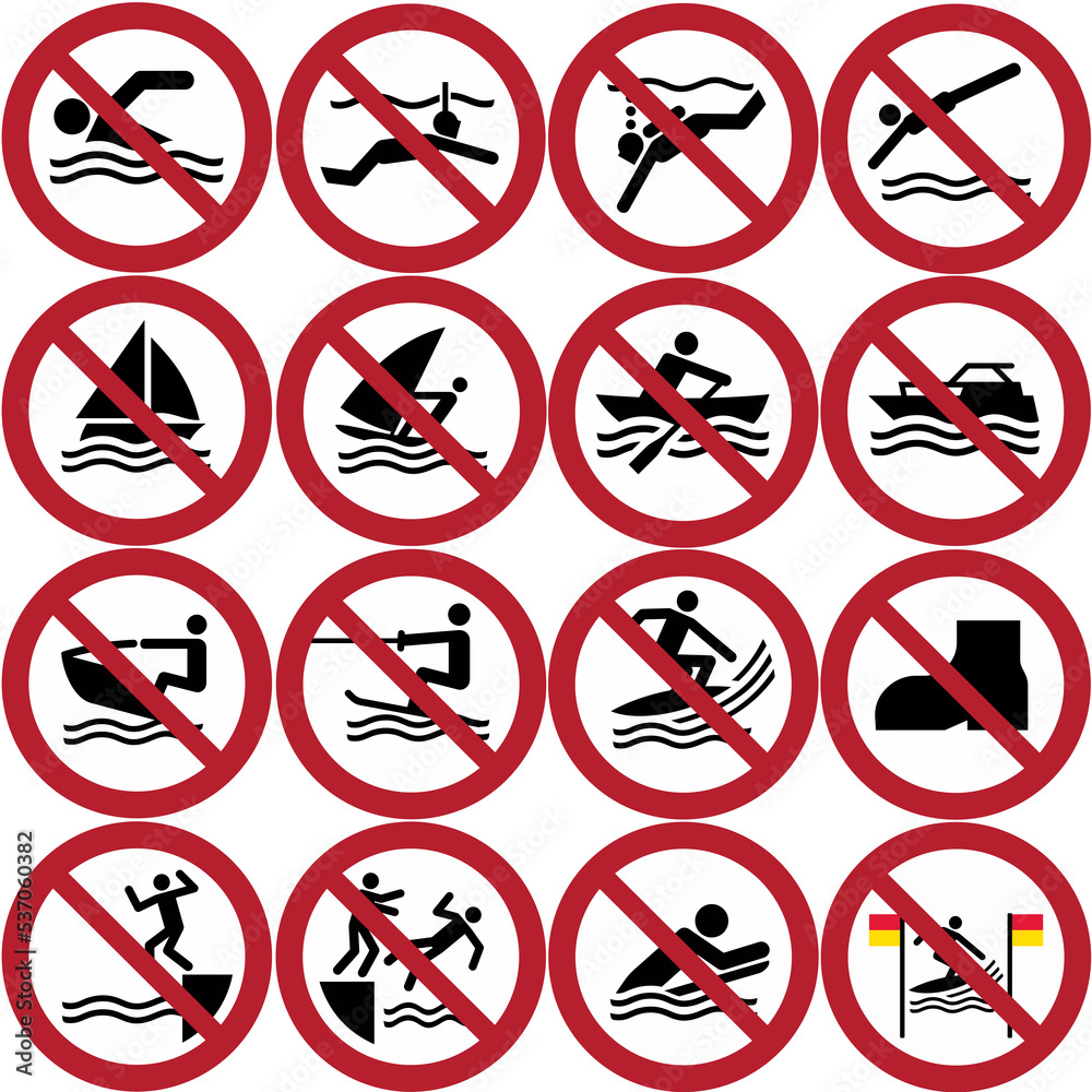 Set of 49-64 Iso 7010 P prohibition signs and pictograms Stock ...