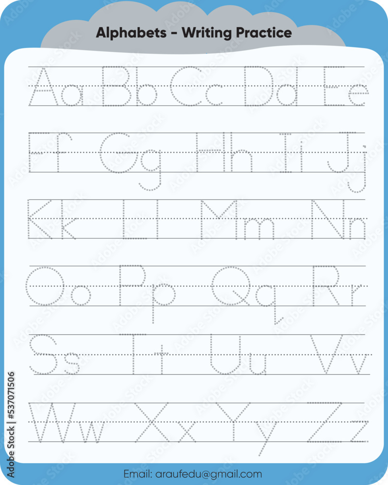 lphabets writing practice test, Trace letters of English alphabet ...