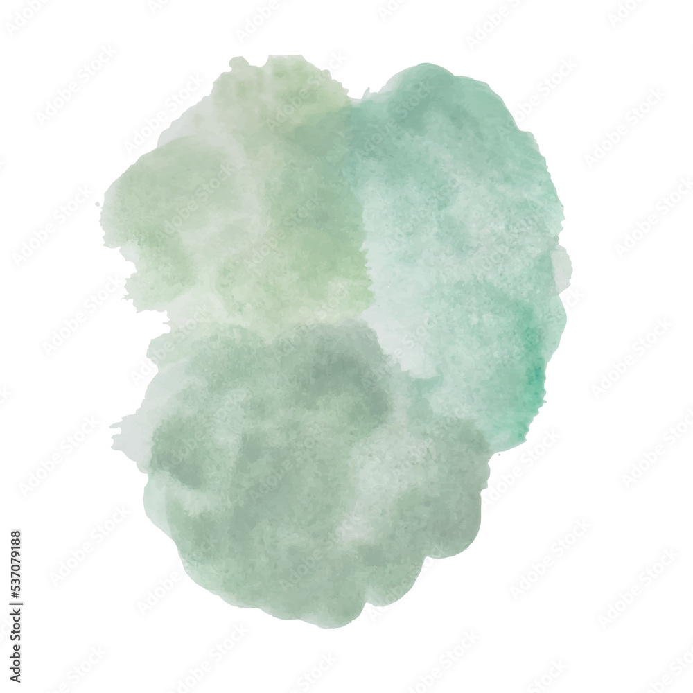Abstract green watercolor water splash on a white background. Ink paint ...