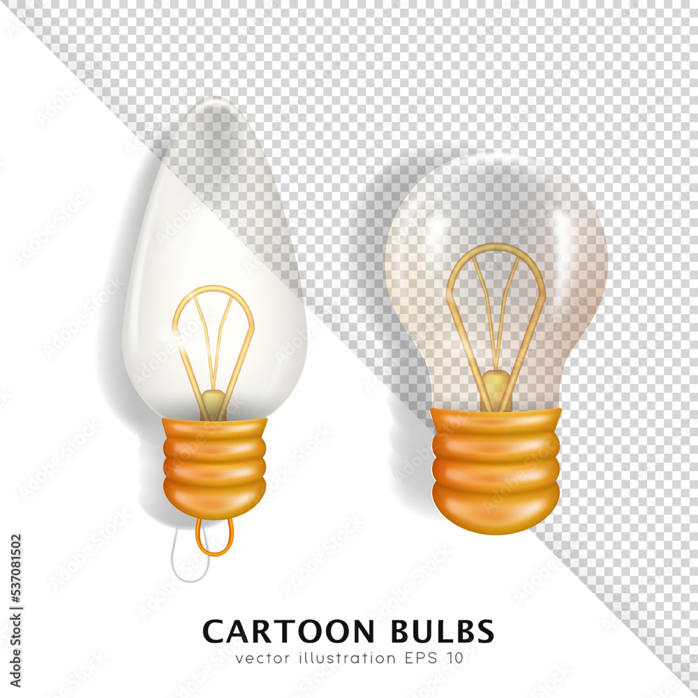 Two different 3D realistic transparent bulbs isolated on transparent ...