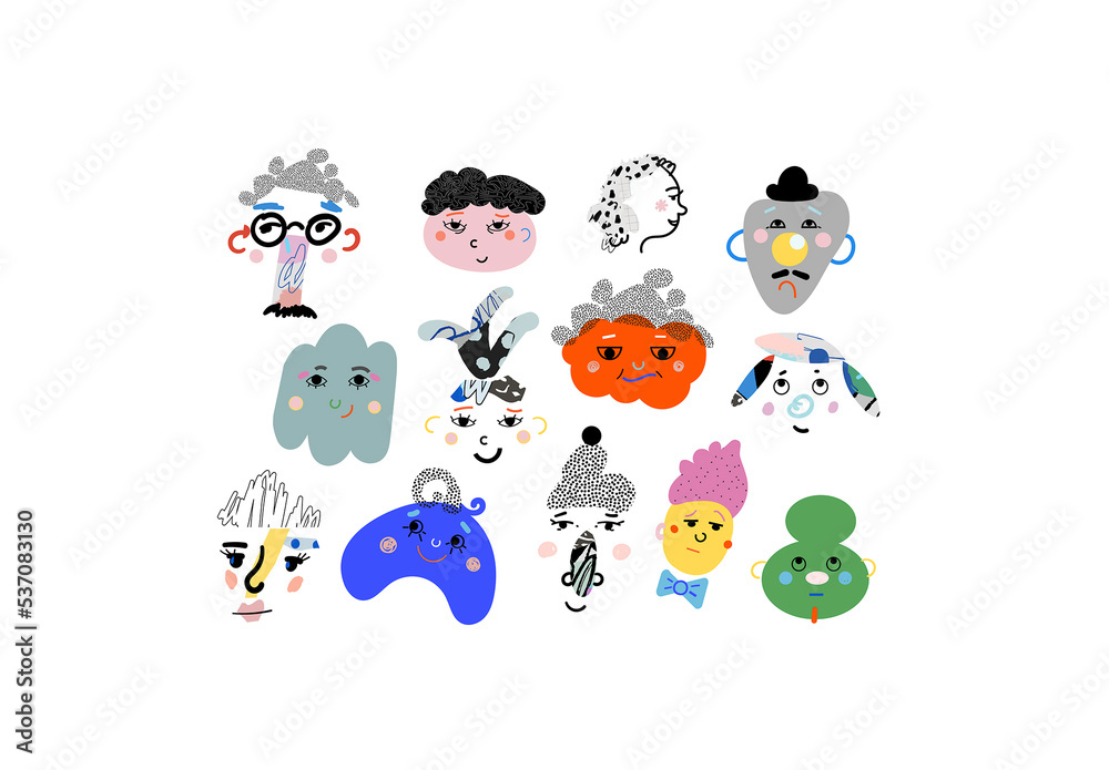 Set of Fun Faces Layout Stock Template | Adobe Stock