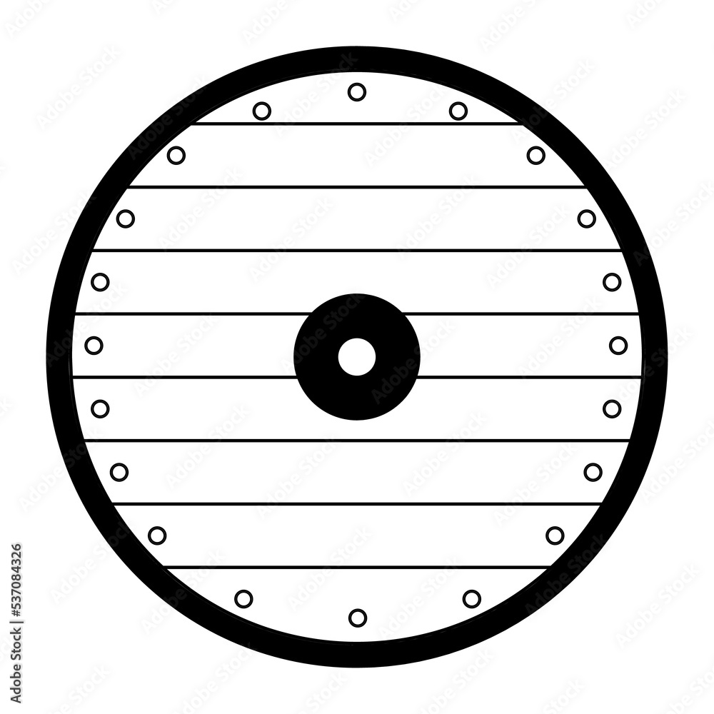 Viking wooden shield in lineart. Viking weapons. Vector illustration ...