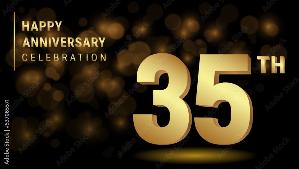35th anniversary logo with gold color for booklets, leaflets, magazines ...