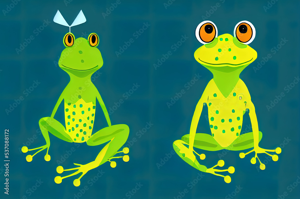 Sketch drawn 2d illustration of humanized frog. Anthropomorphic frog ...
